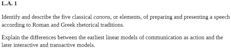 SOLVED: 'LA. 1 Identify and describe the five classical canons ...