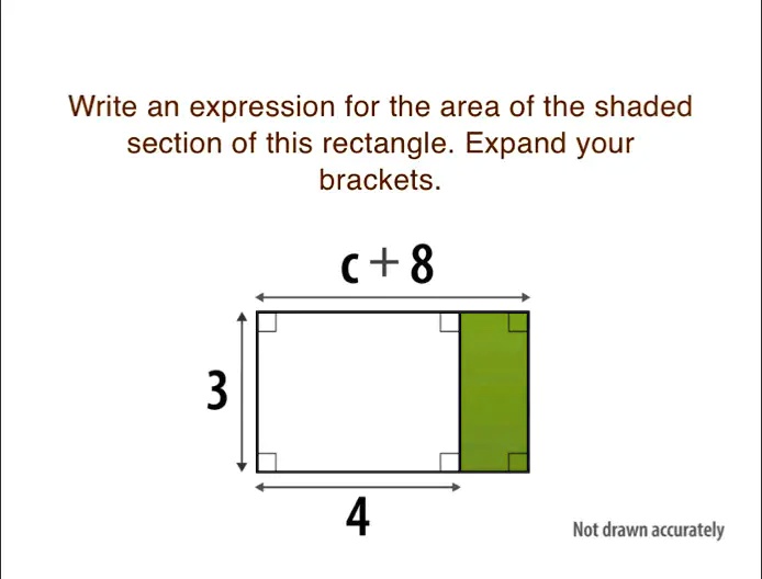write an expression for the area of the shaded section of this rectangle expand your brackets c8 ...