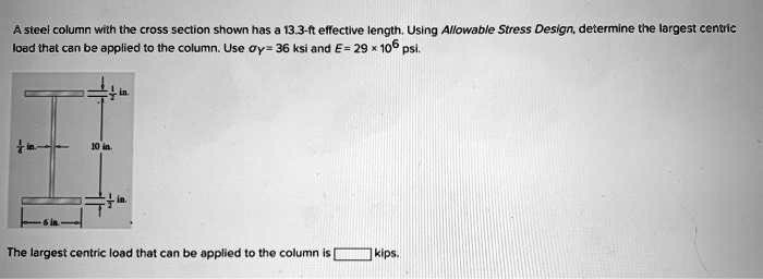 SOLVED: A steel column with the cross section shown has a 13.3-ft effective length. Using ...
