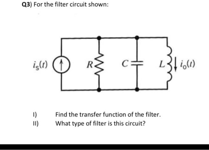 SOLVED: For the filter circuit shown: is(t) io(t) 1) 1) Find the ...