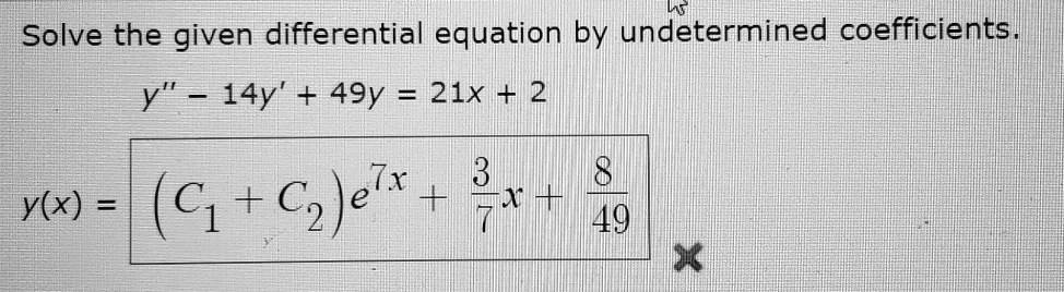 SOLVED:Solve the given differential equation by undetermined ...