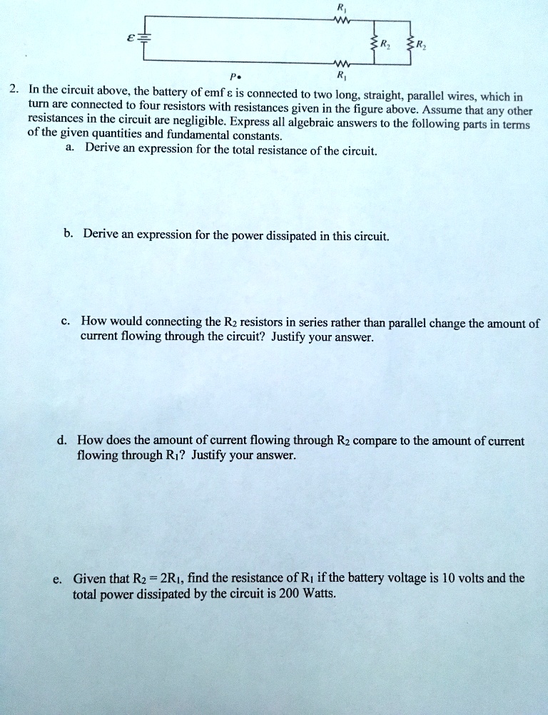 SOLVED: The circuit above, the battery of emf Îµ is connected to two long straight parallel ...