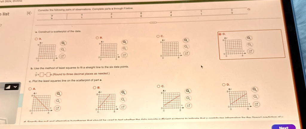 consider the following pairs of observations complete parts a through f below construct a ...