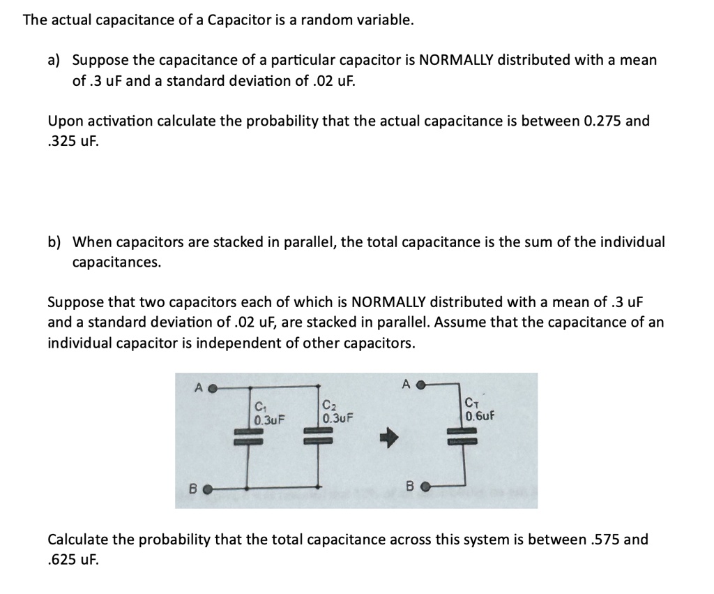Solved The Actual Capacitance Of A Capacitor Is A Random Variable A