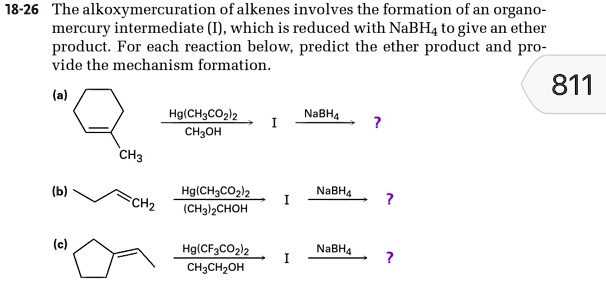 Solved 18 26 The Alkoxymercuration Ofalkenes Involves The Formation Ofan Organo Mercury