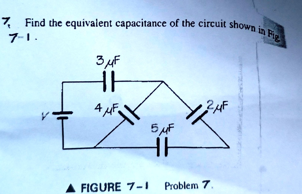 SOLVED: Find the equivalent capacitance of the circuit shown in Figure 7-1.