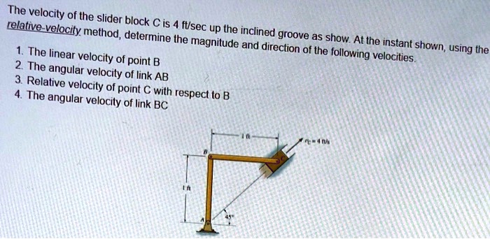 SOLVED: Relative-velocity method, determine the magnitude and direction of the following ...