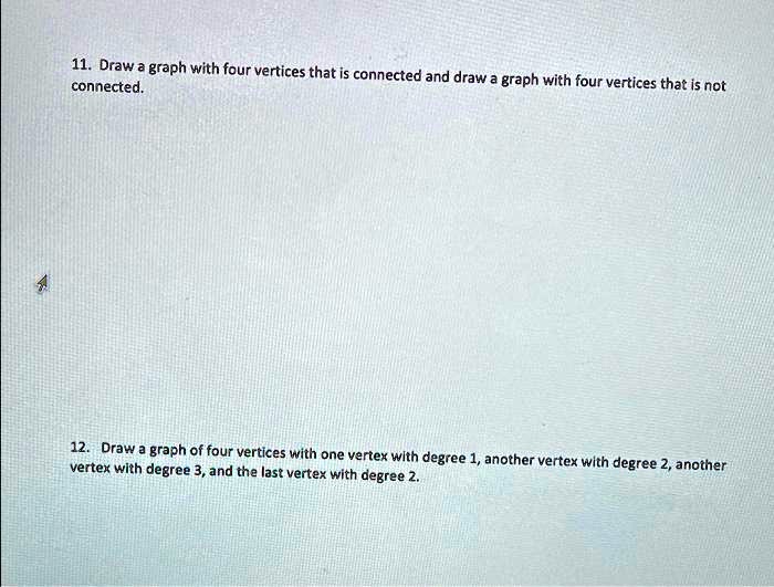 SOLVED: Draw a graph with four vertices that is connected and draw a connected graph with four ...
