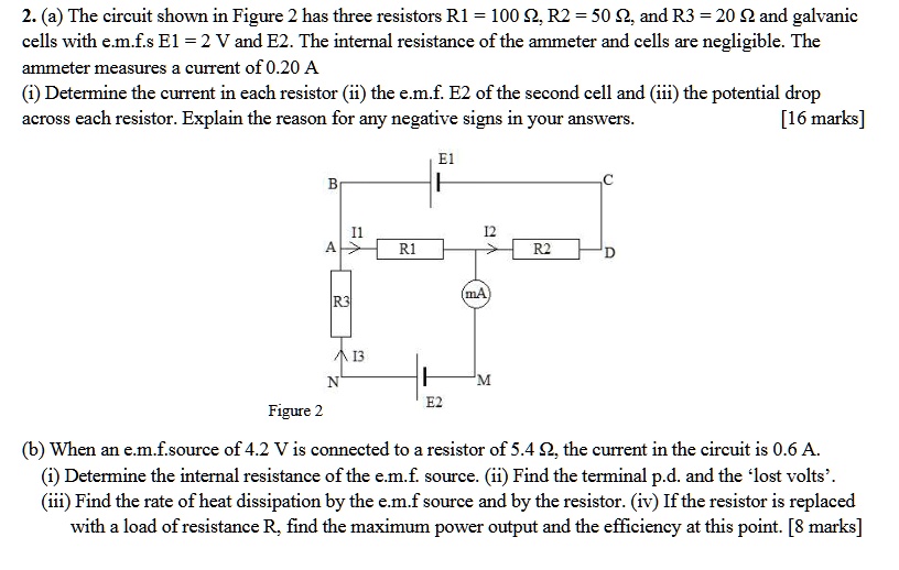 2 a the circuit shown in figure 2 has three resistors r1 100 r2 50 2 ...