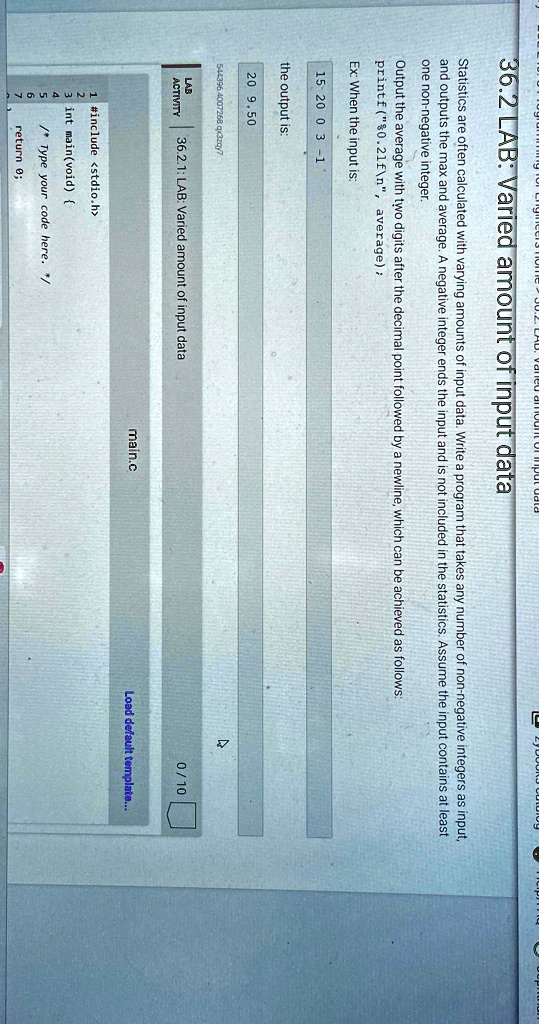 VIDEO solution: 36.2 LAB: Varied amount of input data Statistics are ...