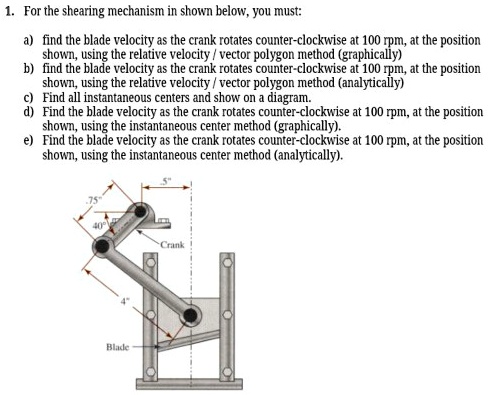 1. For the shearing mechanism in shown below, you must: a) find the ...
