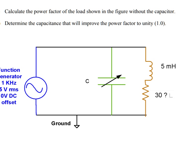 SOLVED: Calculate the power factor of the load shown in the figure ...