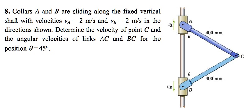 SOLVED: Collars A and B are sliding along the fixed vertical shaft with ...