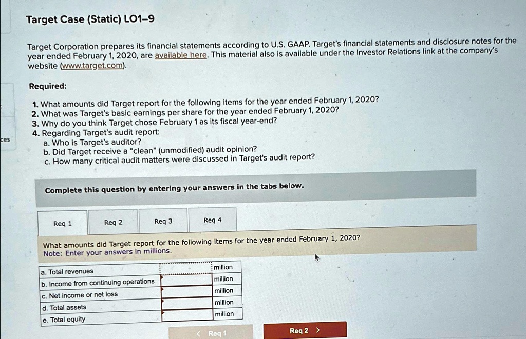 target case static lo1 9 target corporation prepares its financial ...