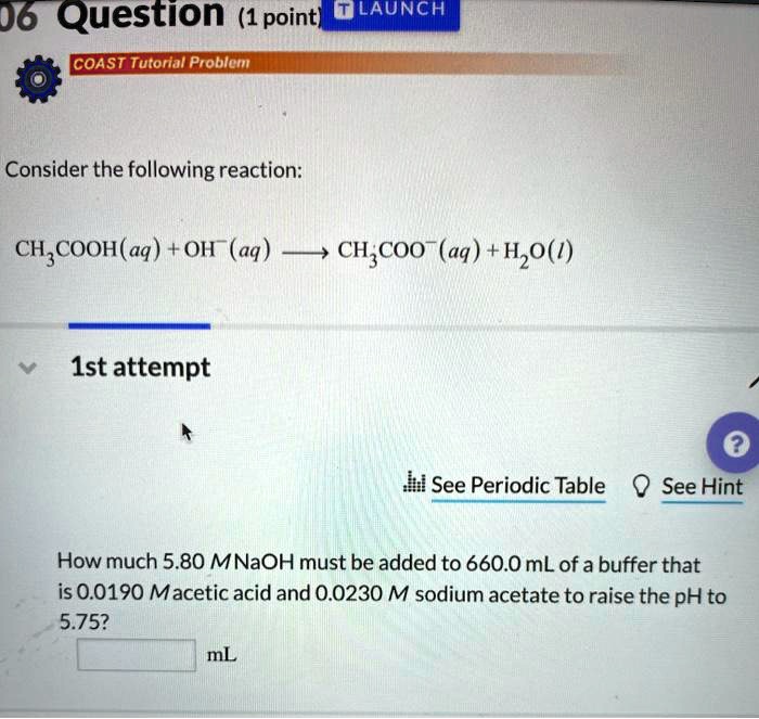 [GET ANSWER] launch 06 question 1 point coast tutorial problcm consider the following reaction ...