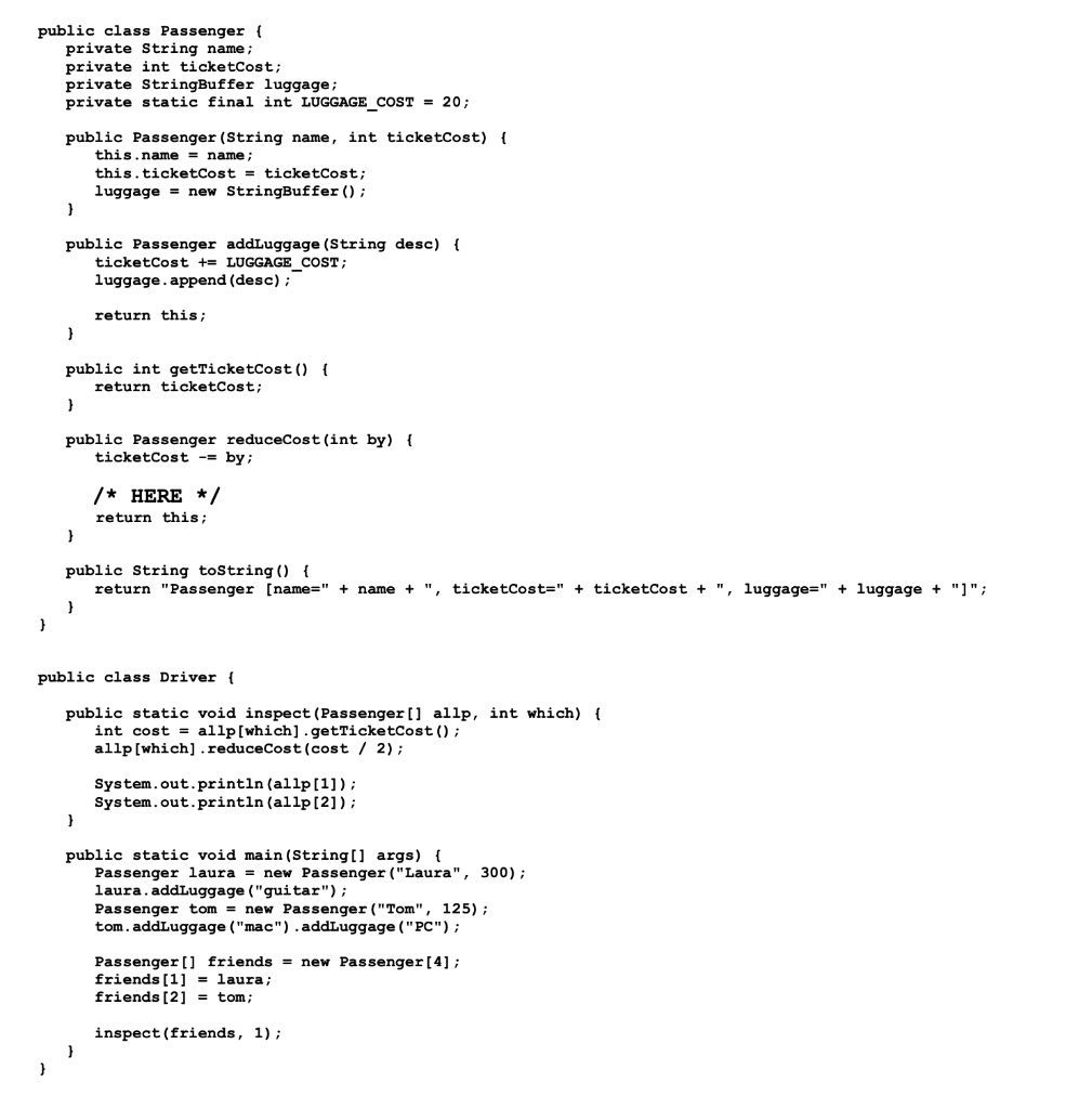 Solved Title Memory Map For Passenger Class Execution Public Class