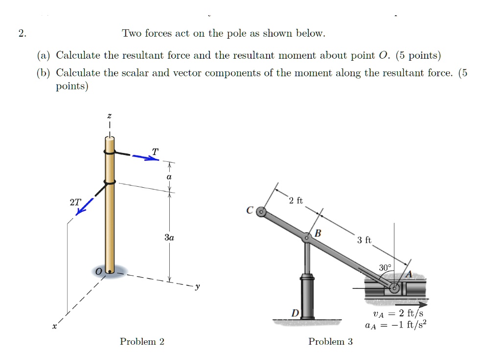 2 two forces act on the pole as shown below a calculate the resultant ...