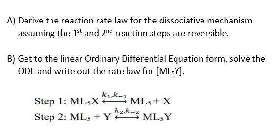 SOLVED: A) Derive the reaction rate law for the dissociative mechanism ...