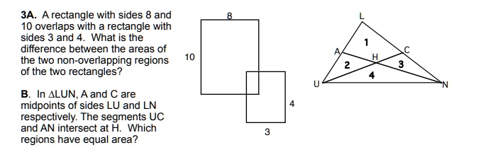 3A. A rectangle with sides 8 and 10 overlaps with a rectangle with ...