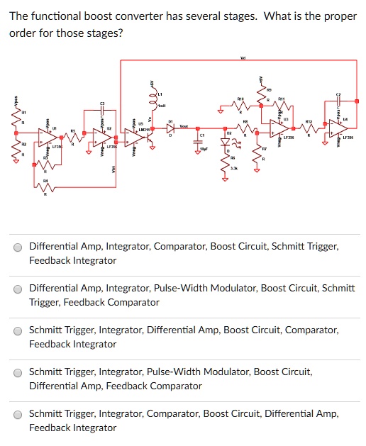 The functional boost converter has several stages. What is the proper ...