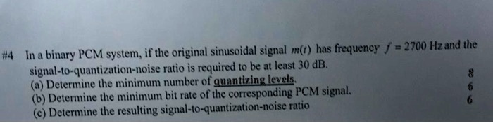 Solved In A Binary Pcm System If The Original Sinusoidal Signal M Has 2445