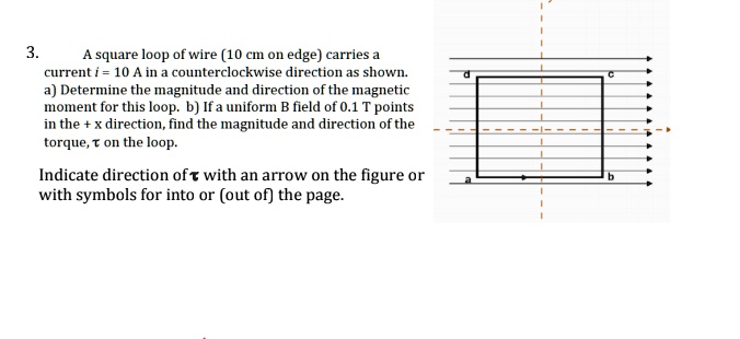 square loop of wire 10 ci on edge carries curten counterclockwise directon a5 shown a determine ...