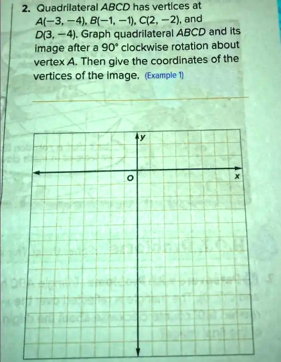 SOLVED: Quadrilateral ABCD has vertices at A(-3, 4), B(-1, -1), C(2, 2), and D(3, 4). Graph ...