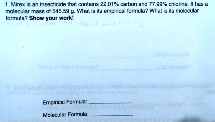 1 mirex is an insecticide that contains 2201 carbon and 7799 chlorine ...