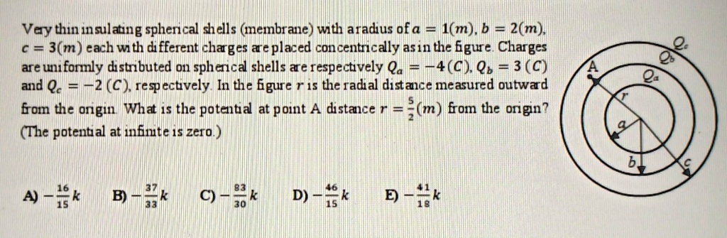 SOLVED: Texts: Very thin insulating spherical shell membrane with a ...