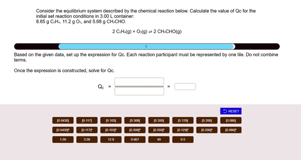 SOLVED: Consider the equilibrium system described by the chemical ...