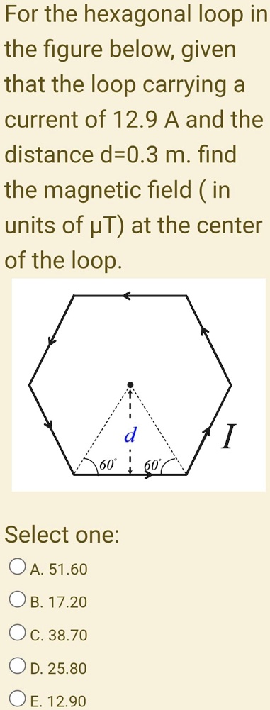 SOLVED: For the hexagonal loop in the figure below; given that the loop carrying a current of 12 ...