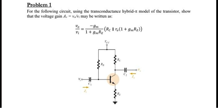 SOLVED: Problem 1: For the following circuit, using the ...