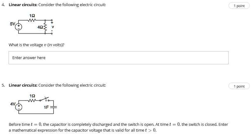 4. Linear circuits: Consider the following electric...
