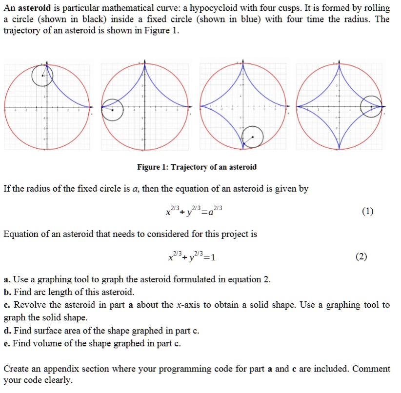 SOLVED: An asteroid is a particular mathematical curve: a hypocycloid with four cusps. It is ...