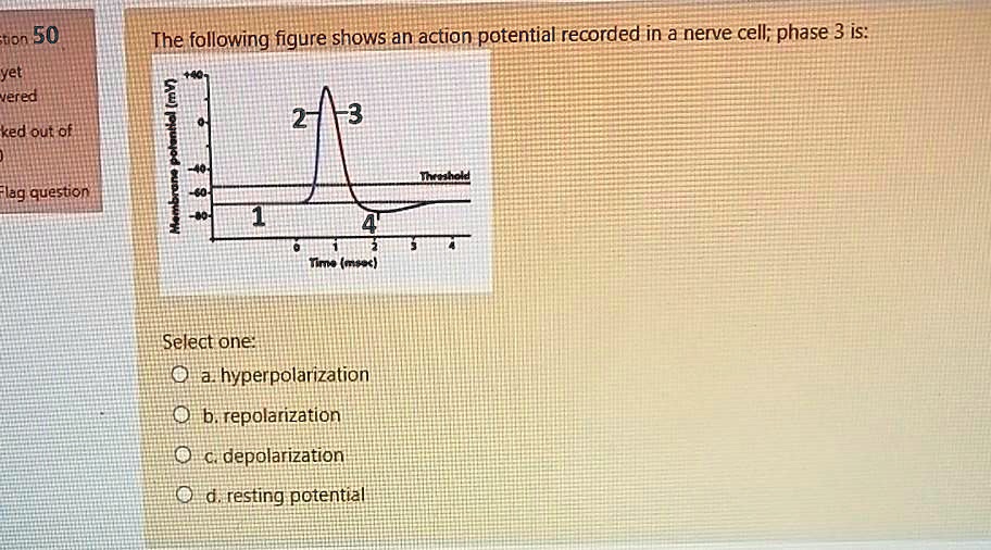 SOLVED: The following figure shows an action potential recorded in a ...