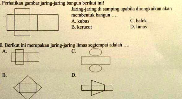 SOLVED: plis di bantu.. jan ngasal Perhatikan gambar juring-jaring bangun berikut inil Jaring ...