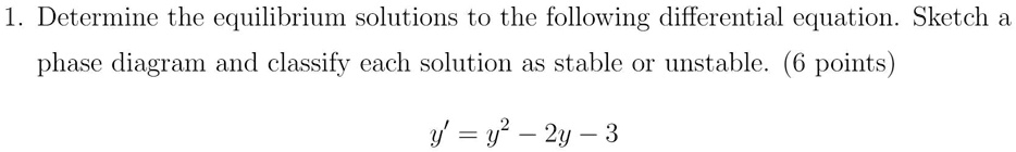 SOLVED: Determine the equilibrium solutions to the following ...