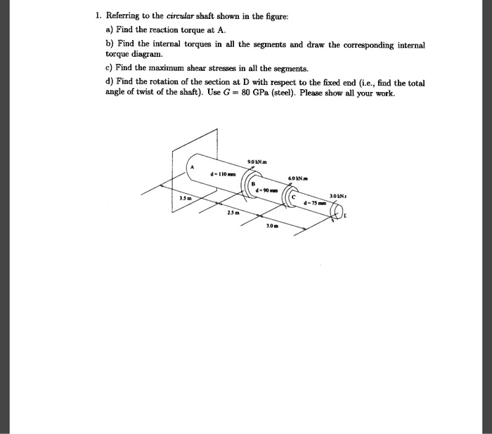 SOLVED: Referring to the circular shaft shown in the figure: a) Find ...