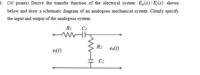 1. (10 points) Derive the transfer function of the electrical system Eo ...