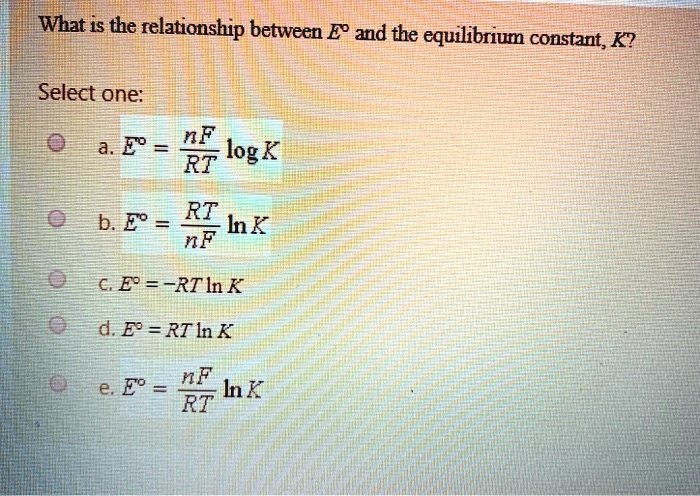 SOLVED: What is the relationship between E? and the equilibrium ...