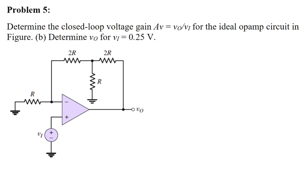 SOLVED: Problem 5: Determine the closed-loop voltage gain (Av) for the ideal opamp circuit in ...