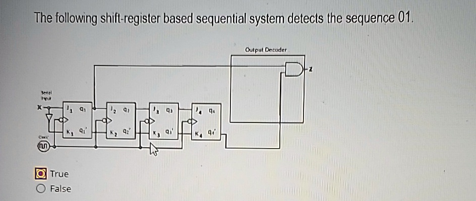 the following shift register based sequential system detects the sequence 01 true false the ...