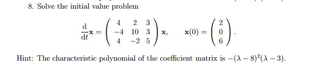 SOLVED:Solve the initial vale problem x(o) = Hint: The characteristic ...