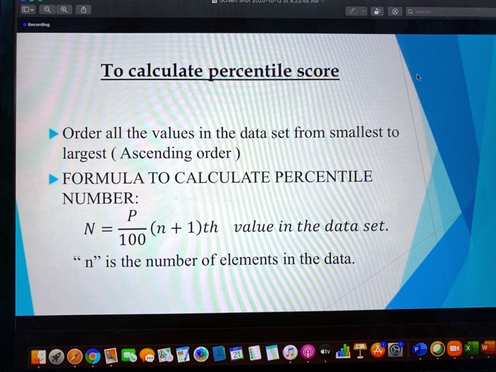 fm to calculate percentile score order all the values in the data set ...