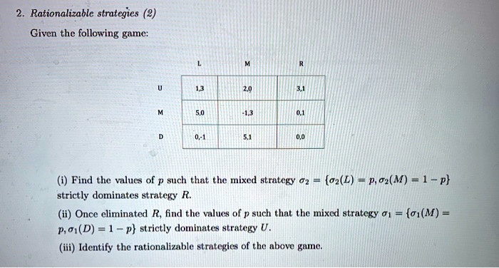 SOLVED:Rationalizable strategies Given the following game: Find the ...