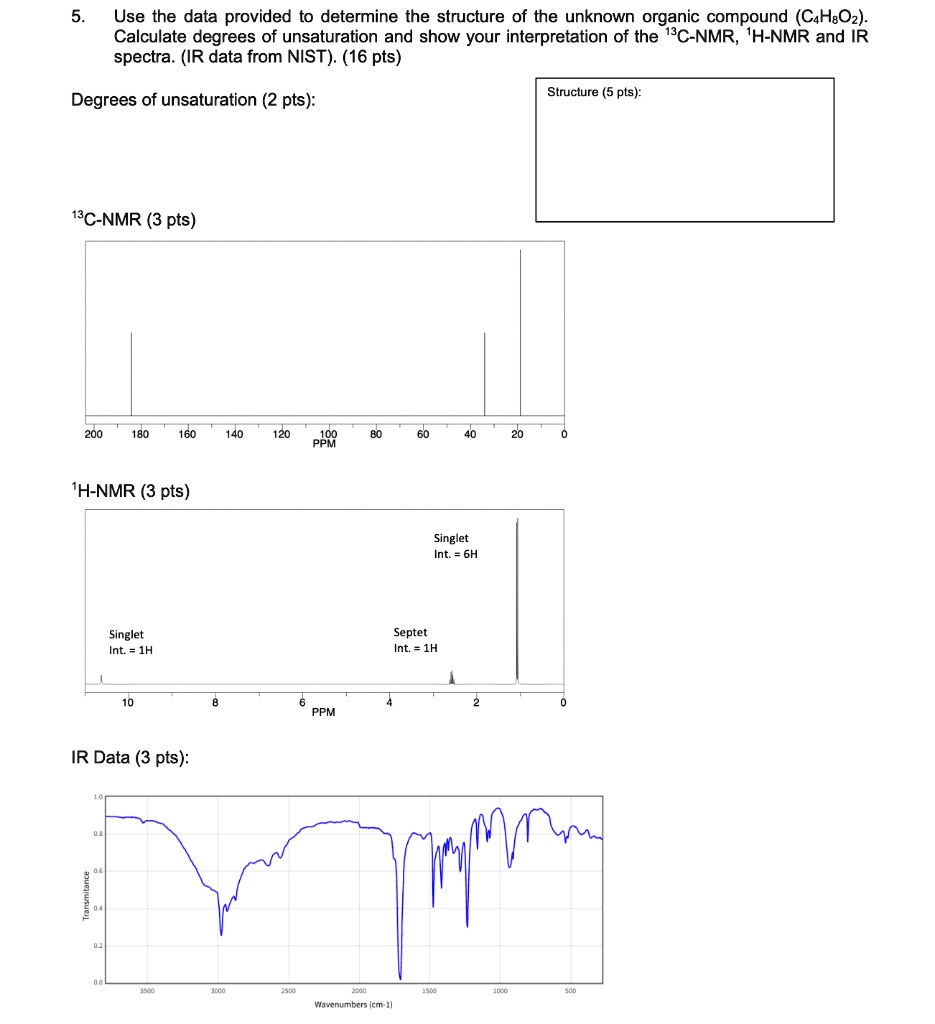 SOLVED: 5. Use the data provided to determine the structure of the ...