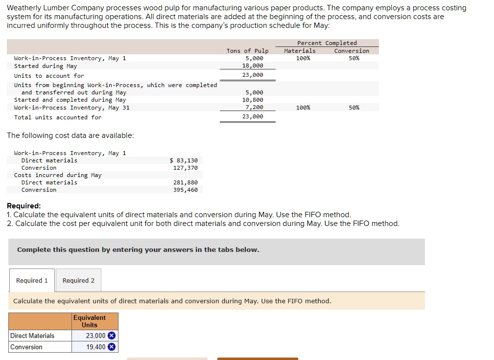 SOLVED: Calculate the cost per equivalent unit for both direct materials and conversion during ...