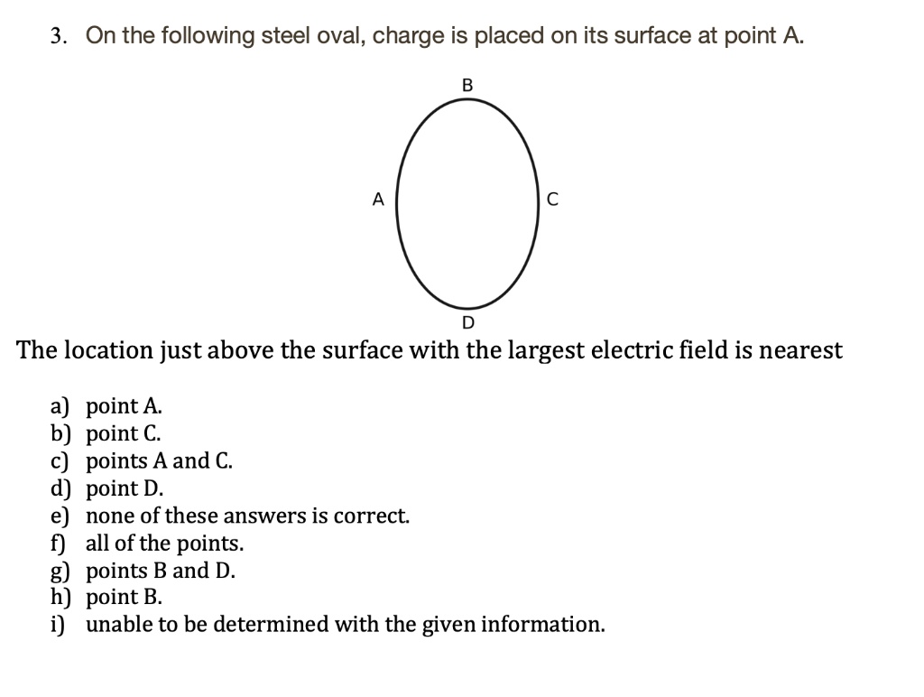 3. On the following steel oval, charge is placed on its surface at ...