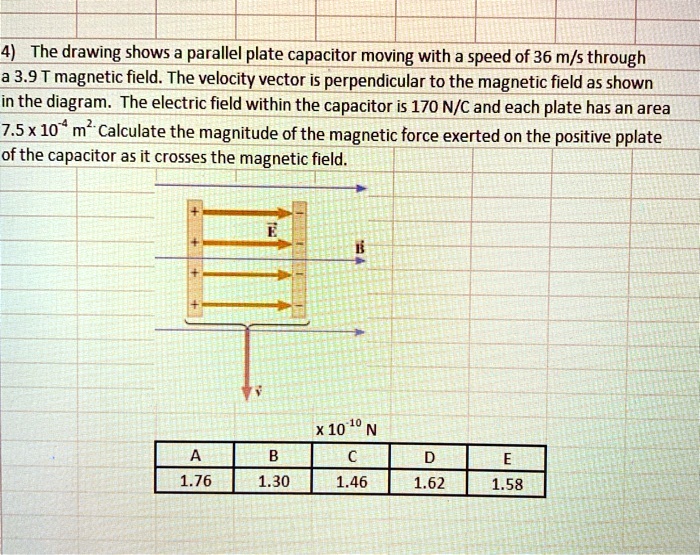 SOLVED: The drawing shows a parallel plate capacitor moving with a ...