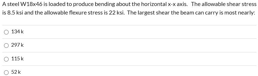 A steel W18x46 is loaded to produce bending about the horizontal x-x ...